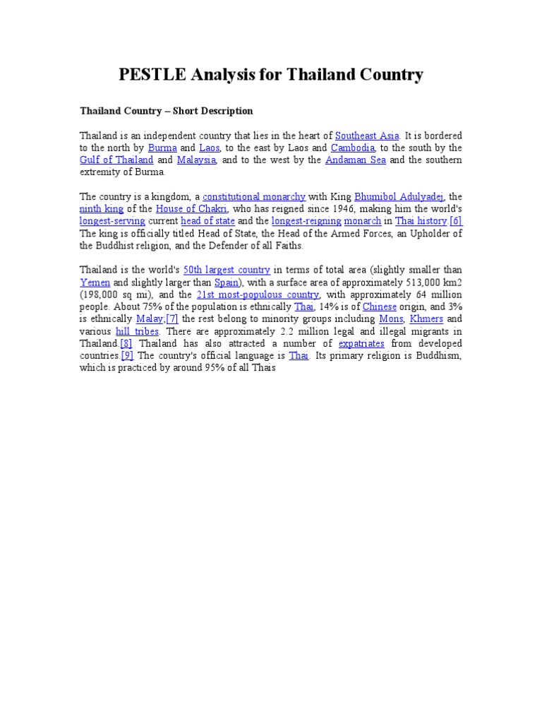 PESTLE Analysis For Thailand Country | PDF