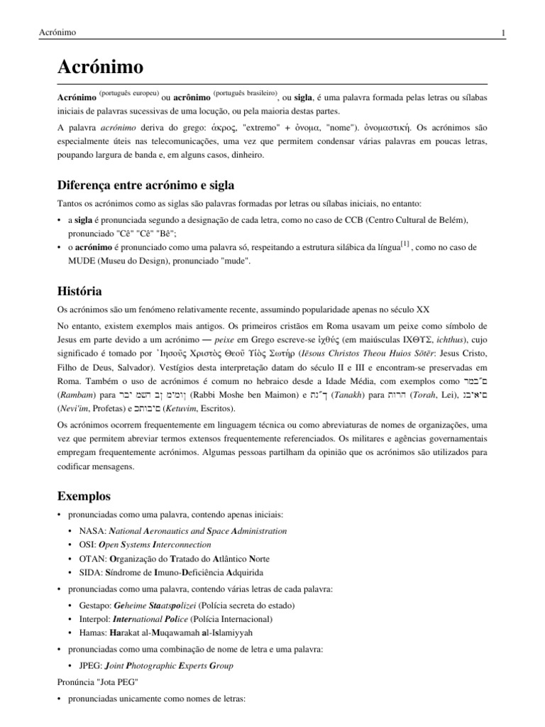 Acrônimo Ou Sigla | PDF | Acrônimo | Semântica
