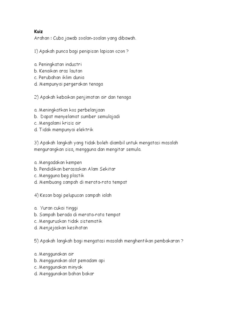 Soalan Kuiz | PDF