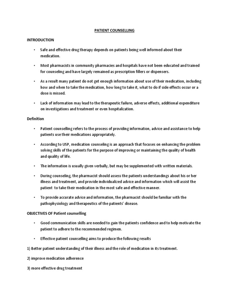 Patient Counselling | Pharmacy | Pharmaceutical Drug