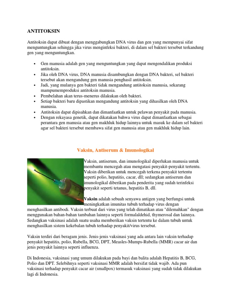 Pembuatan Antitoksin Menggunakan Virus | PDF | Kesehatan Holistik ...