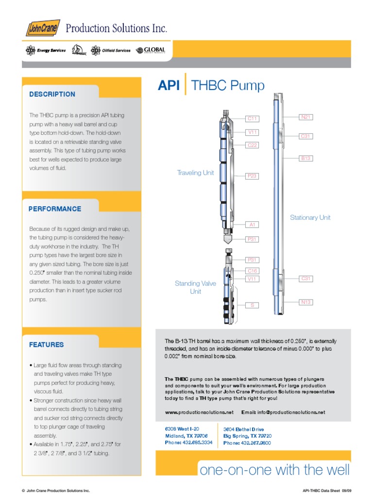 Api THBC Pump: One-On-One With The Well | PDF | Pump | Pipe (Fluid ...