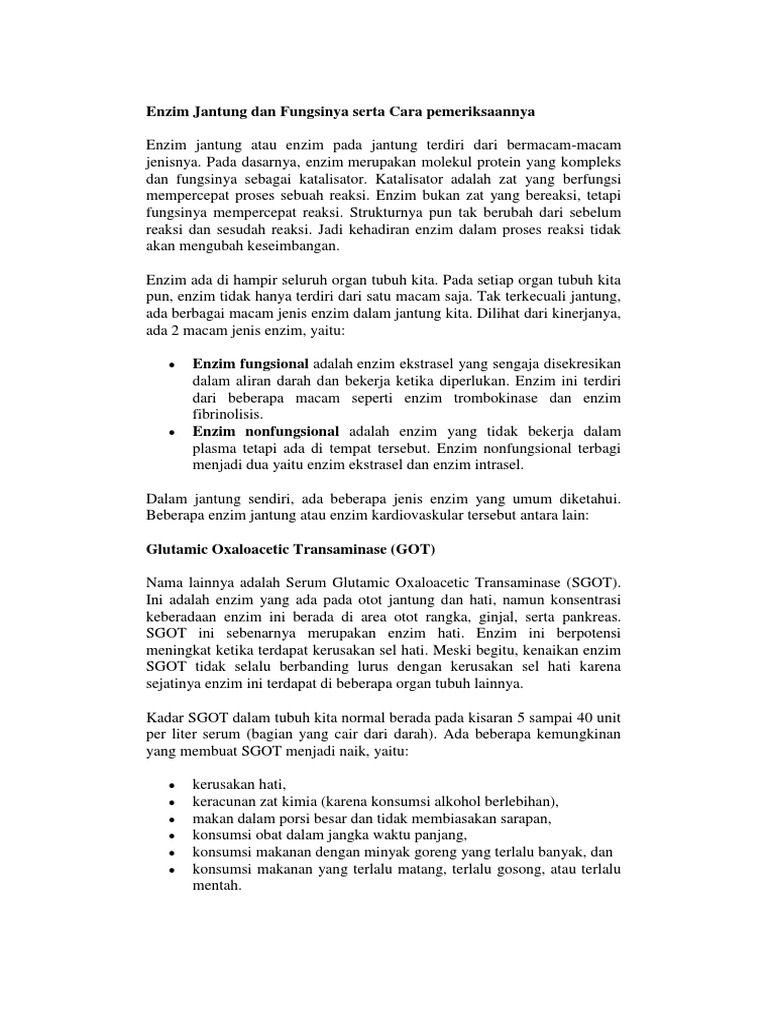 Macam Macam Enzim Jantung | PDF