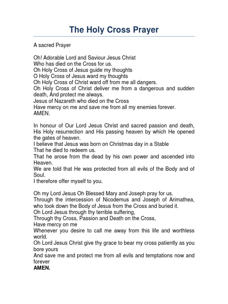 Holy Cross Prayer for Protection | PDF | Lord's Prayer | Mercy