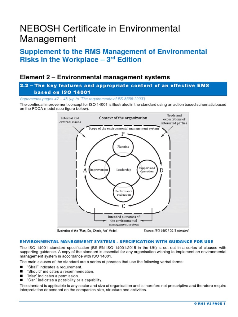 NEBOSH Certificate in Environmental Management | Download Free PDF | Audit | Regulatory Compliance