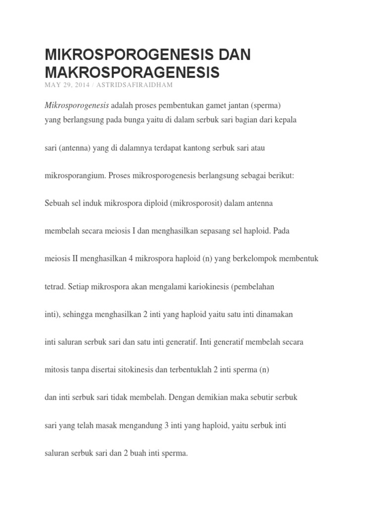Proses Mikrosporogenesis pada Tumbuhan | PDF