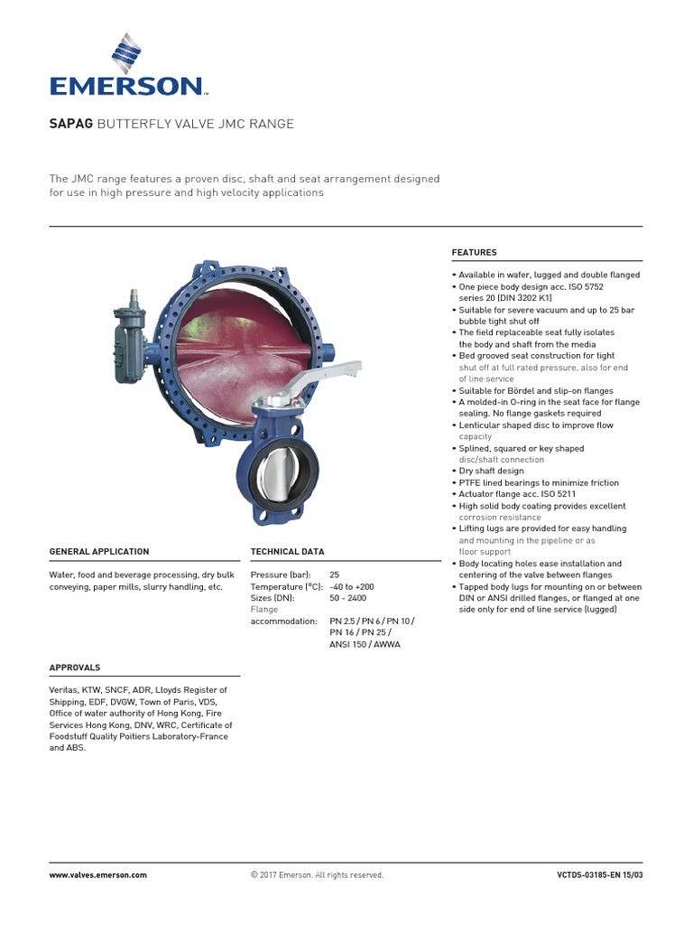 Emerson - SAPAG Butterfly Valve | PDF | Valve | Building Materials