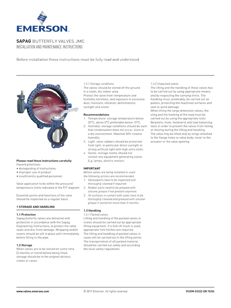 Emerson - SAPAG Butterfly Valve (Installation Instruction) | PDF ...
