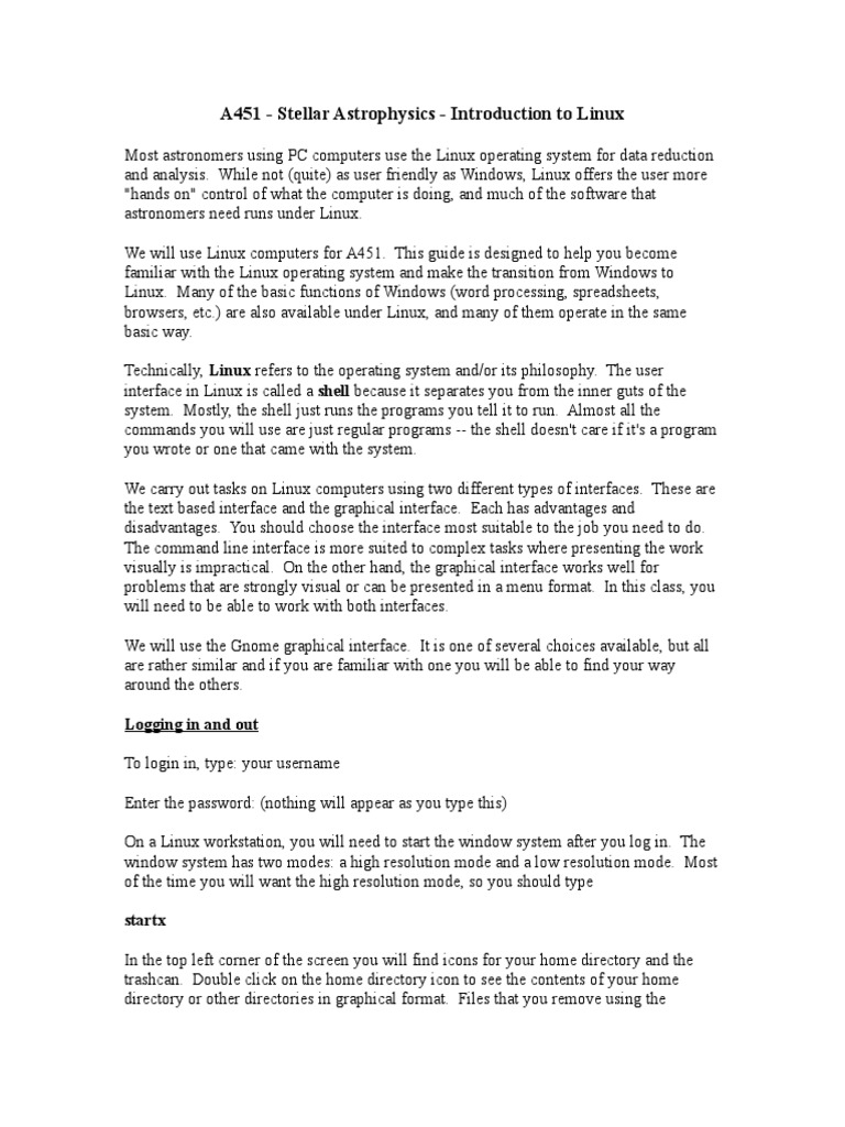 Navigating The Linux Operating System For Astronomical Data Analysis Pdf Shell Computing