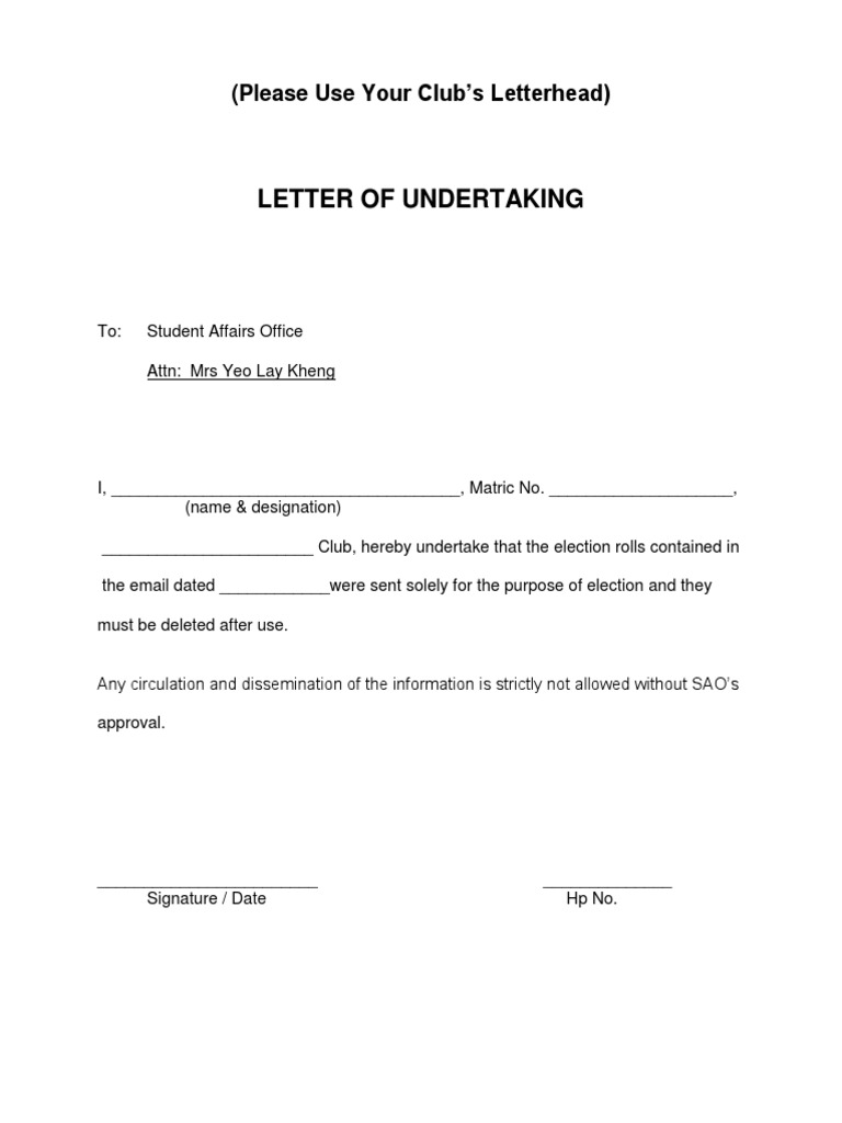 Letter of Undertaking | PDF