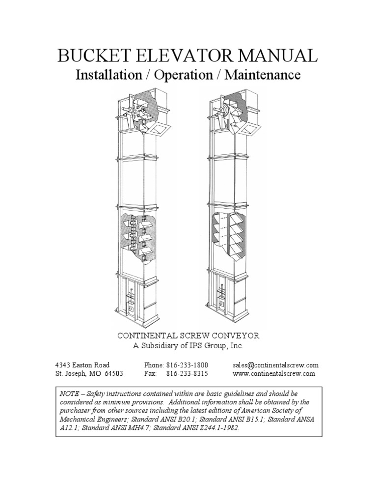 Bucket Elevator Manual | PDF | Belt (Mechanical) | Elevator