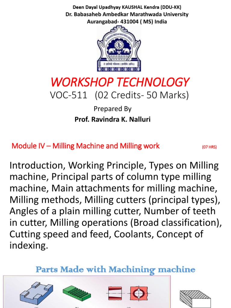 Module IV-Milling Machine | PDF | Machining | Equipment