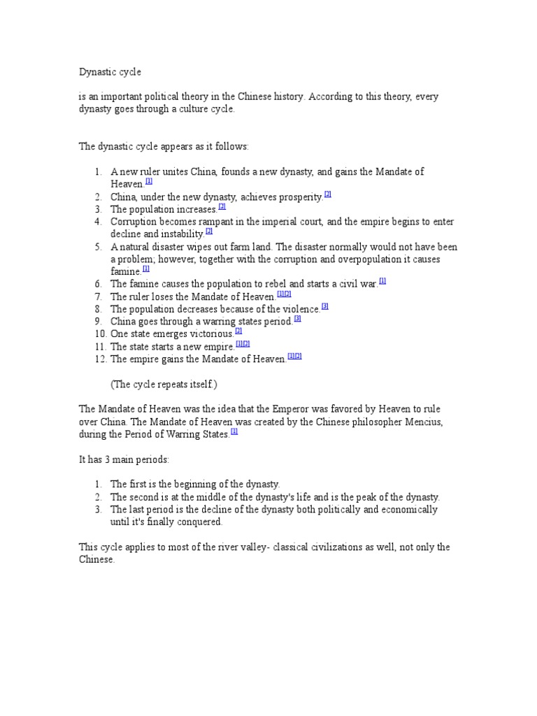 Dynastic Cycle | PDF | Emperor Of China | China