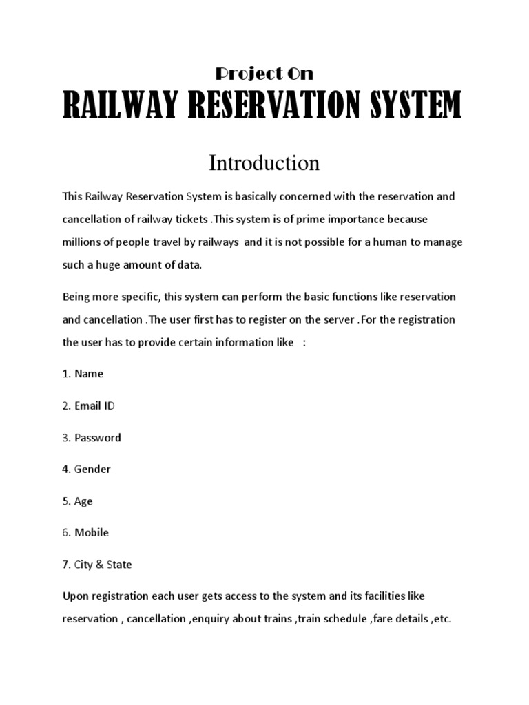 Railway Reservation System | PDF