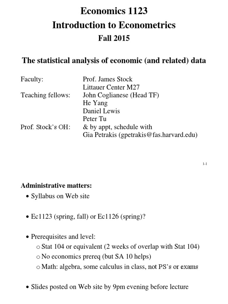 Lect - 1 - 15-2 Econometrics | PDF | Probability And Statistics ... Lect - 1 - 15-2 Econometrics | PDF | Probability And Statistics ...