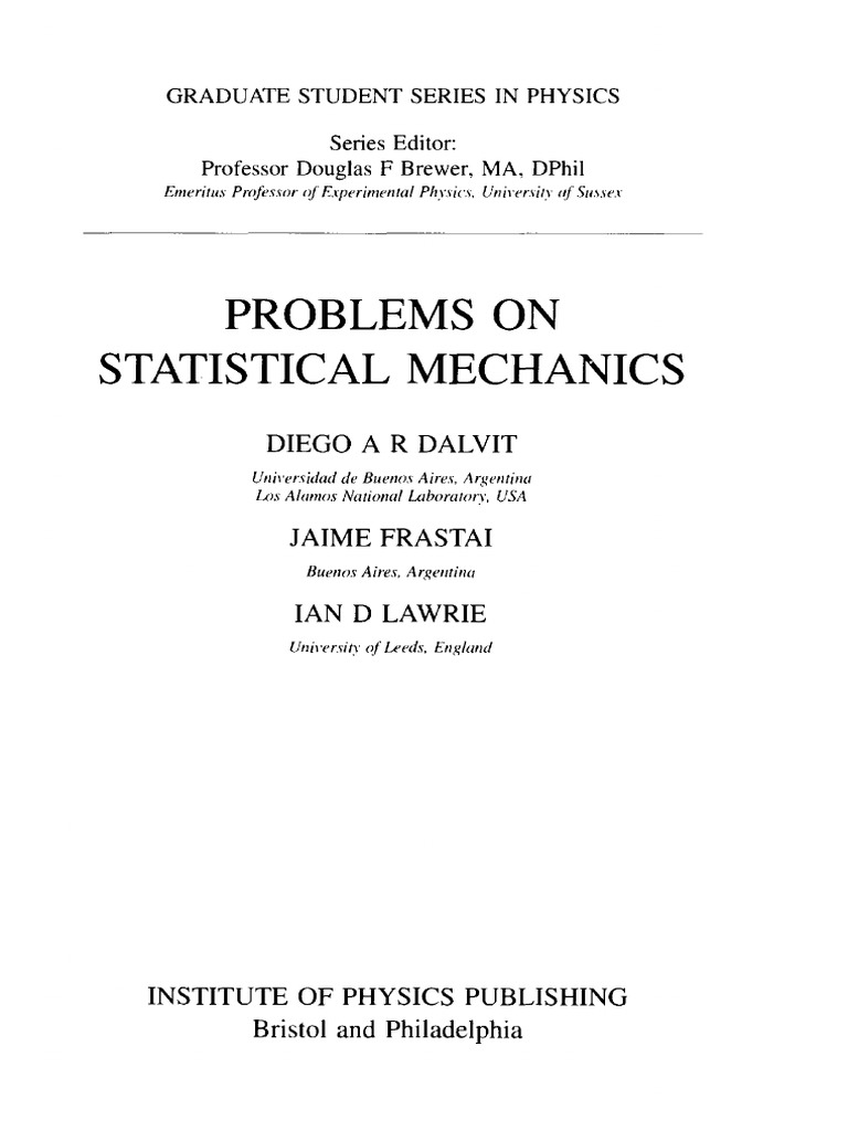 Problems On Statistical Mechanics PDF | PDF