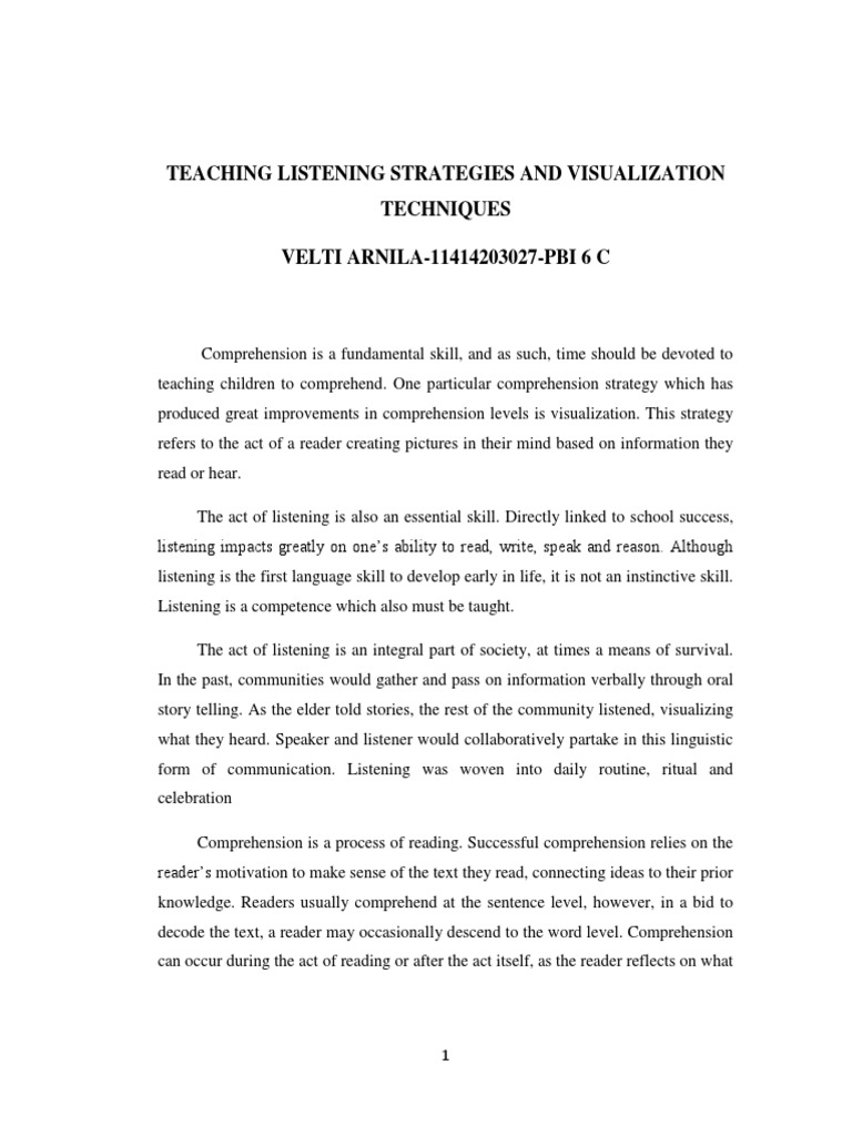 Teaching Listening Comprehension Through Visualization Strategies: The ...