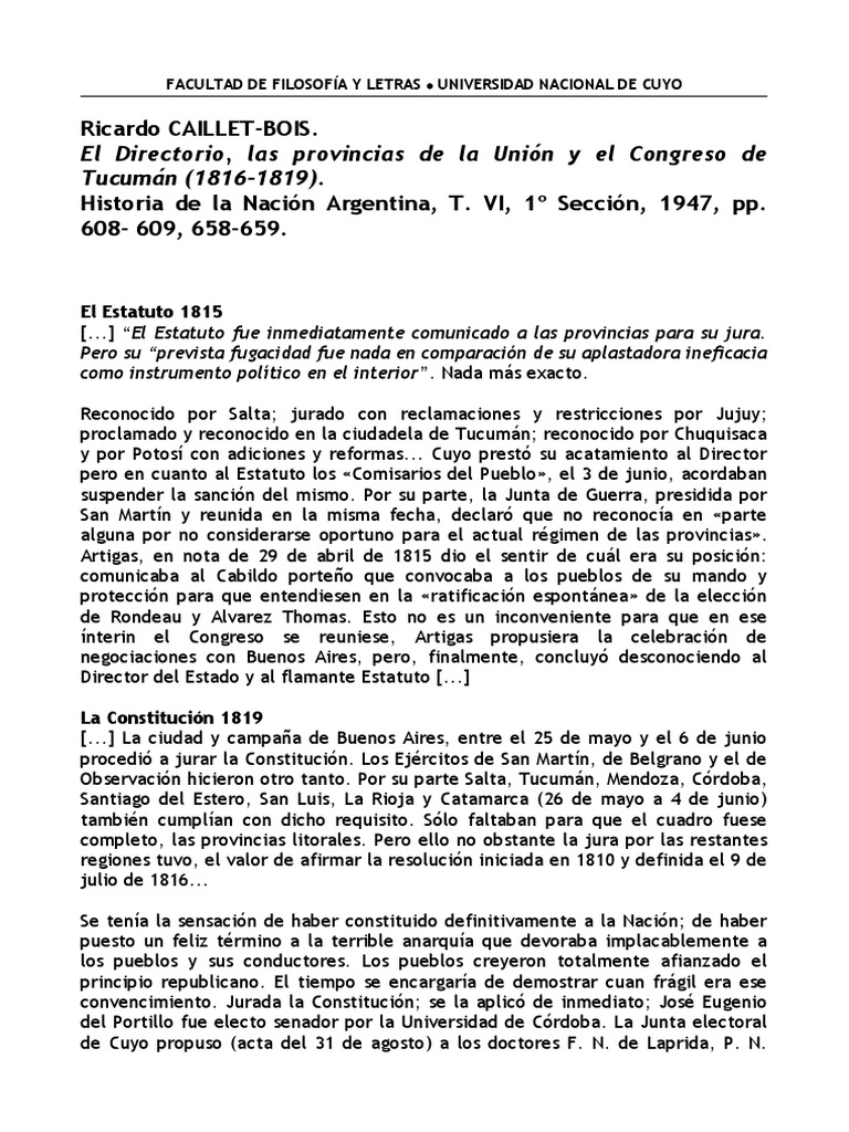 09 Caillet-Bois El+Directorio,+las+provincias+de+la+Unión+y+el+Congreso+de+Tucumán+ (1816-1819 ...