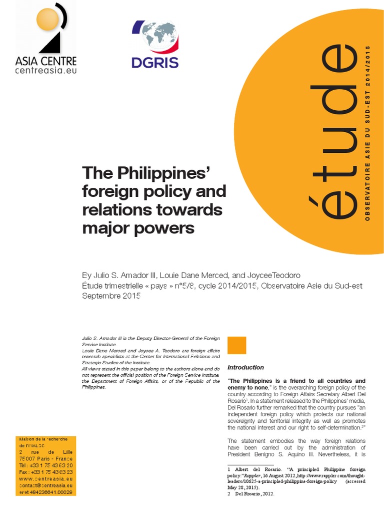 The Philippines' Foreign Policy and Relations Towards Major Powers ...