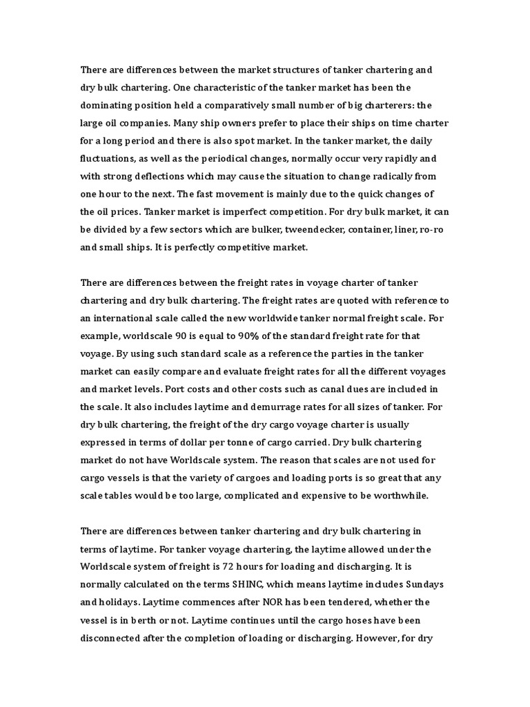 Tanker Chartering and Dry Bulk Chartering | PDF | Oil Tanker | Cargo