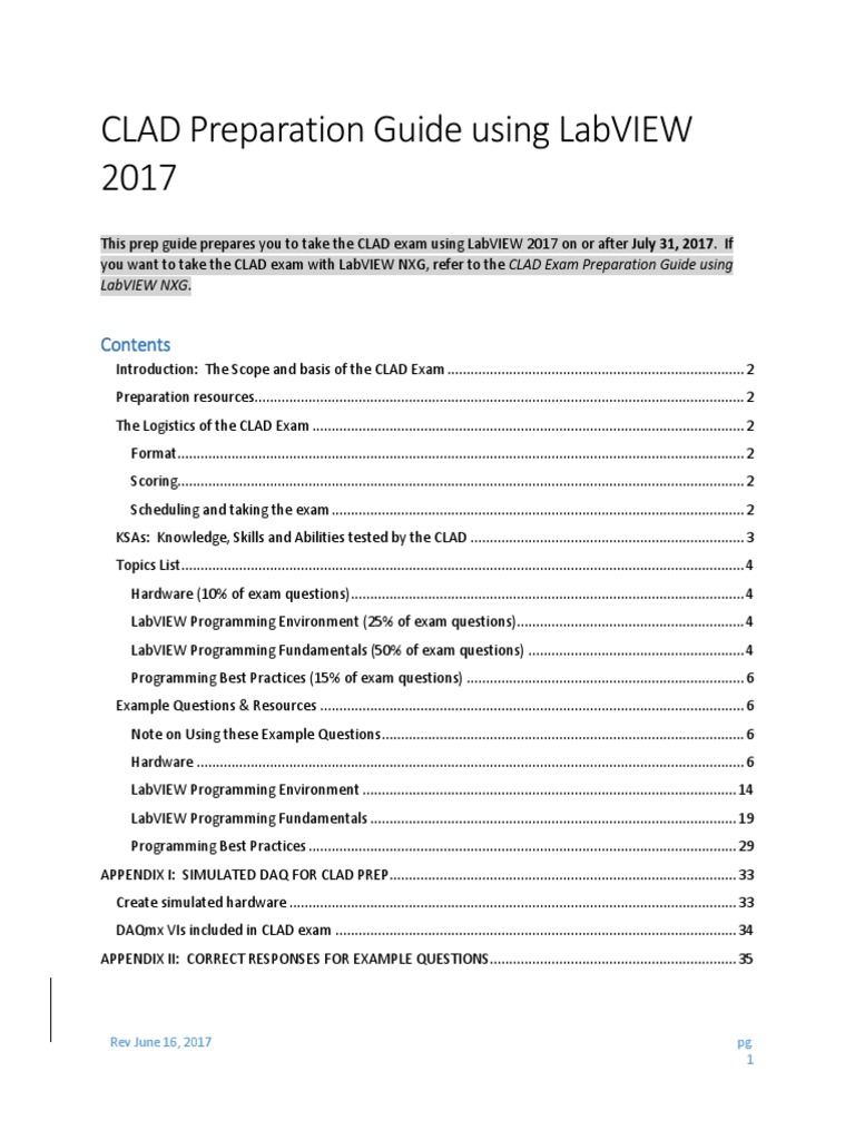 CLAD Exam Preparation Guide Using LabVIEW 2017 | PDF | Data Acquisition ...