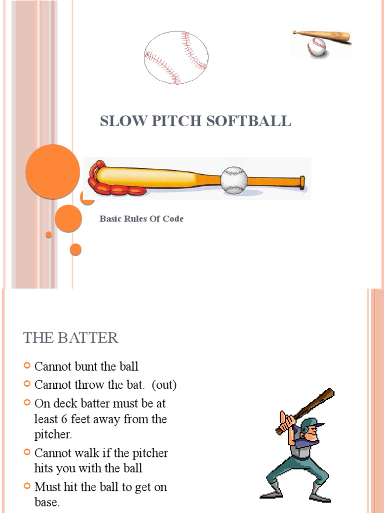 Slow Pitch Softball: Basic Rules of Code | PDF | Softball | Batting ...