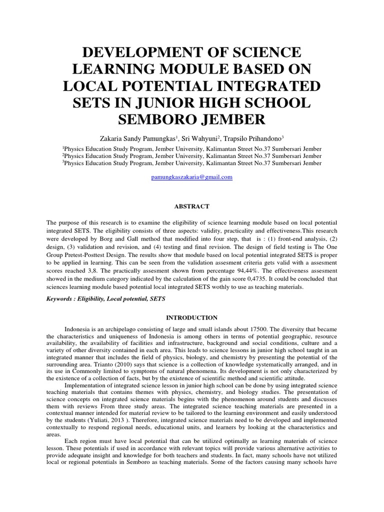 Development of Science Learning Module Based On Local Potential ...
