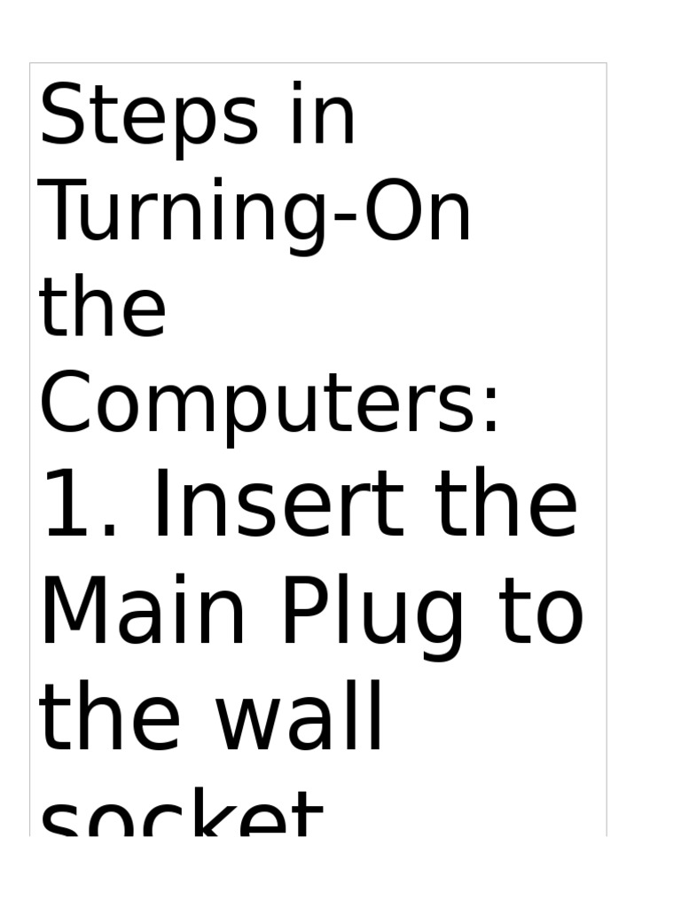 Steps in Turning-On The Computers | PDF