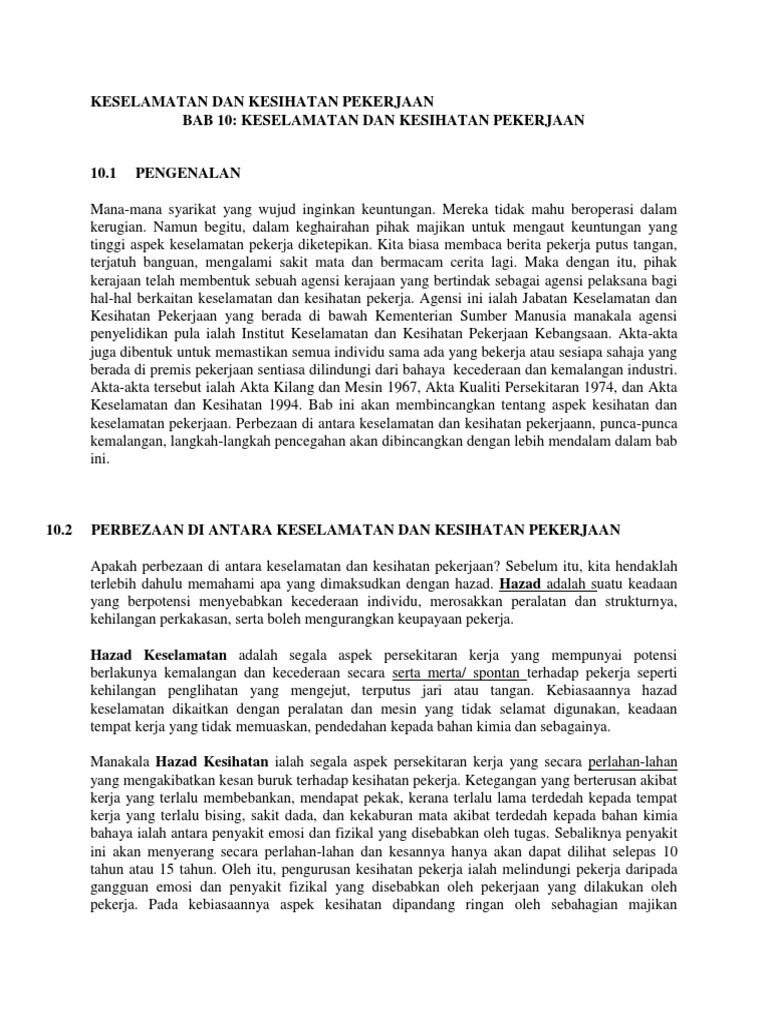 Keselamatan Dan Kesihatan Pekerjaan | PDF