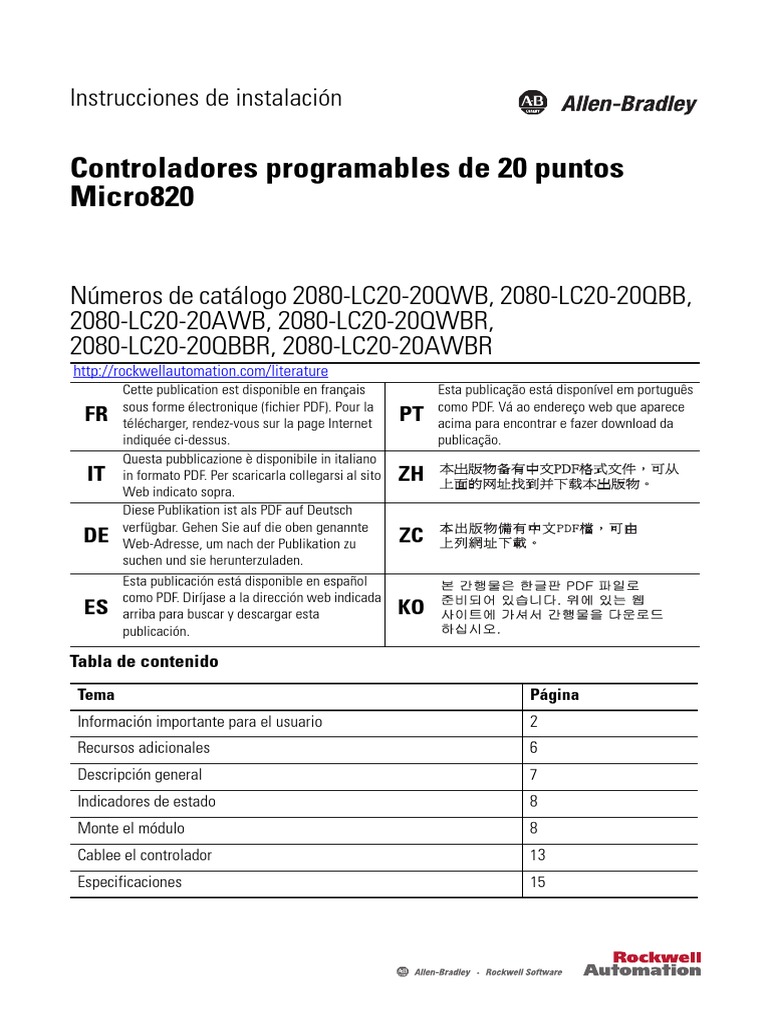 2080-Micro 820 - Es-P | PDF | Relé | Descarga electrostática