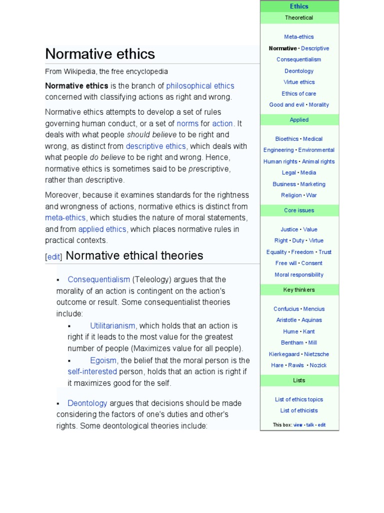Normative | PDF | Virtue Ethics | Rights