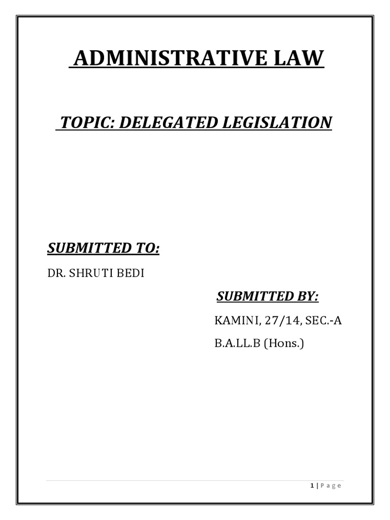 Administrative Law: Topic: Delegated Legislation | PDF | Act Of ...