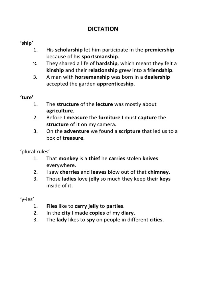 Vocabulary Dictation Examples | PDF | General Fiction