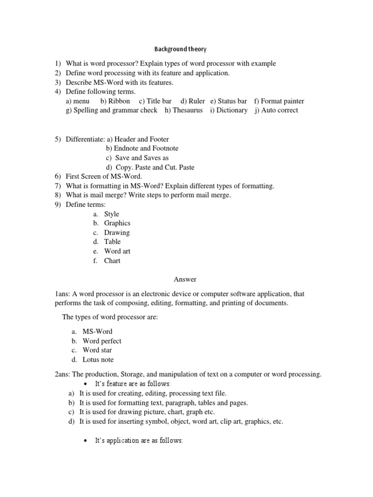 Background Theory | PDF | Word Processor | Microsoft Word