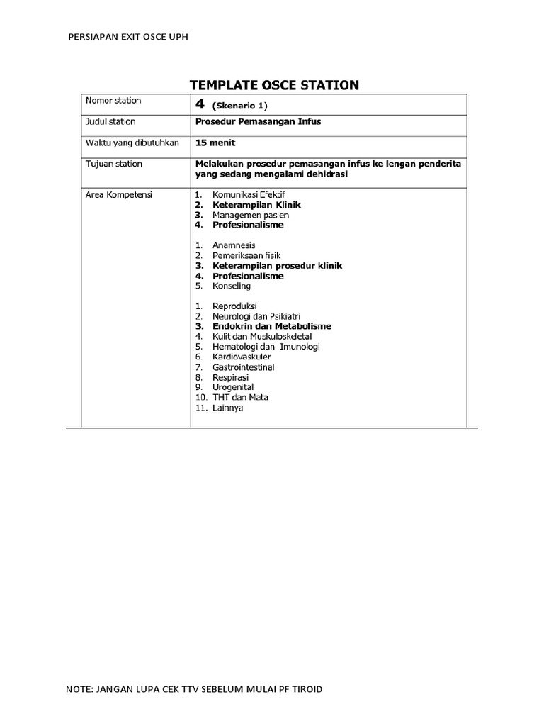 Panduan Exit OSCE: Infus & Kateter | PDF