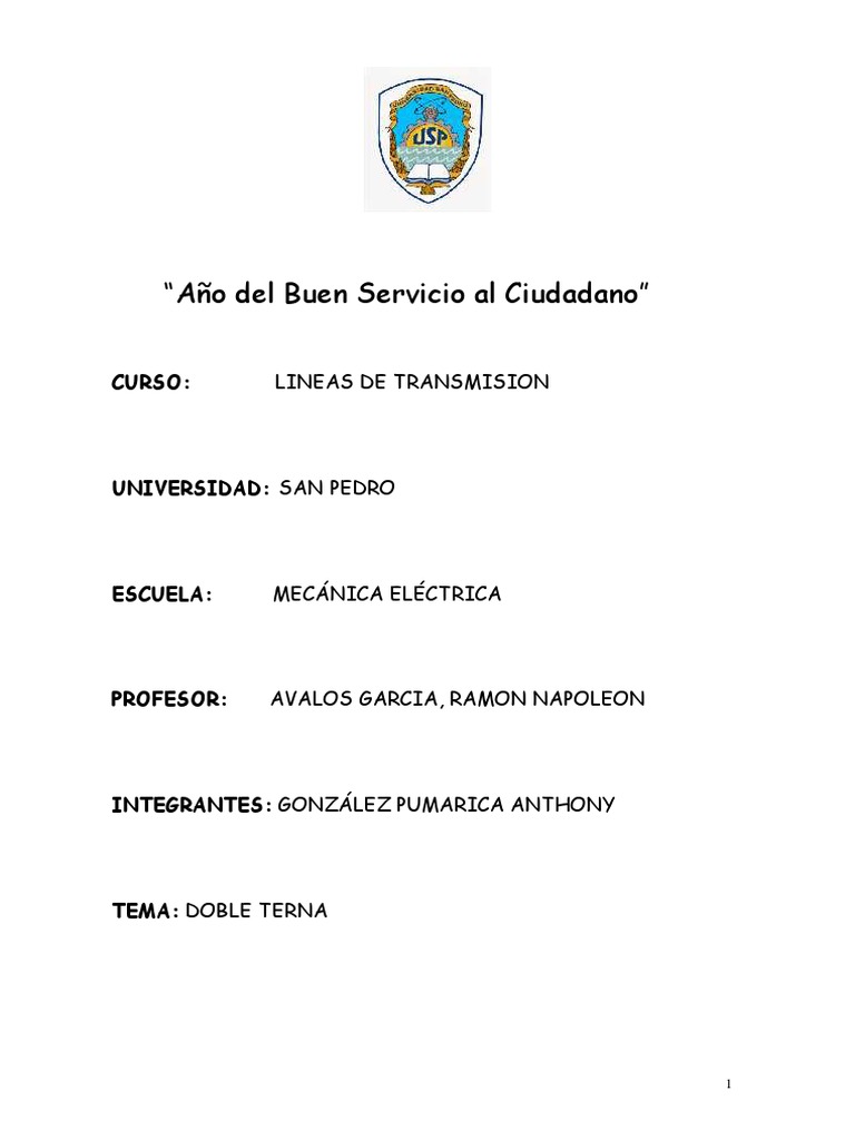 Trabajo Doble Terna - Anthony Gonzalez Pumarica-Lineas de Transmision ...
