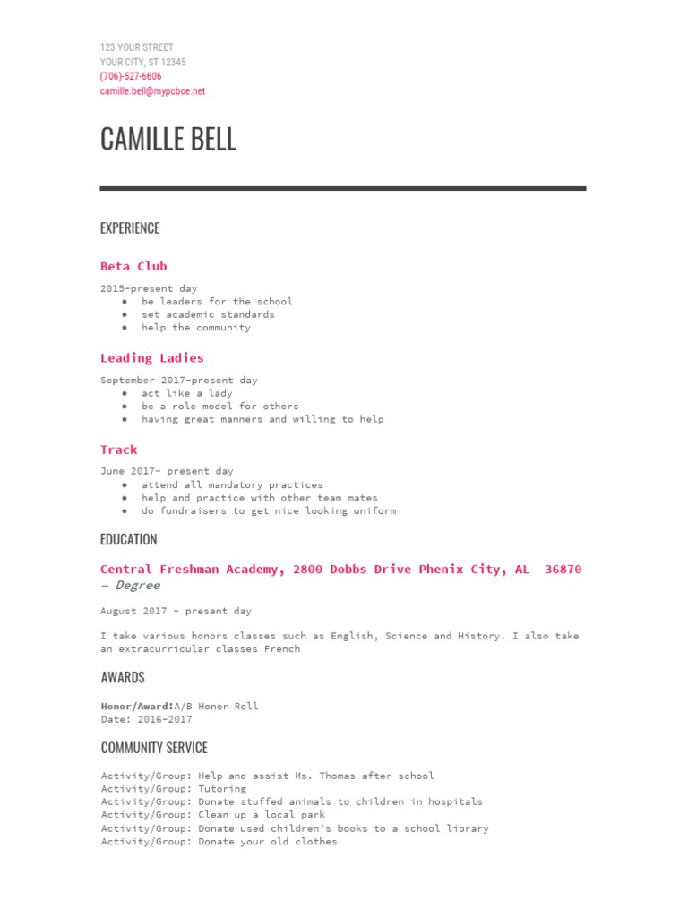 Camille - Resume | PDF