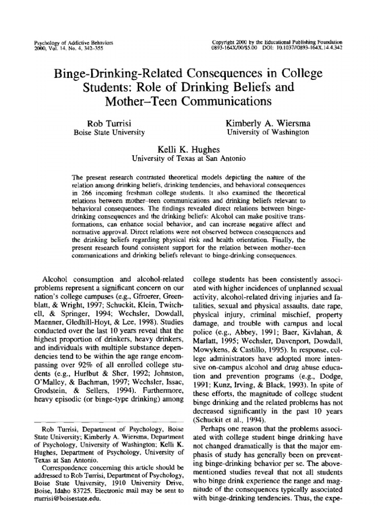 Binge-Drinking-Related Consequences in College Students: Role of ...