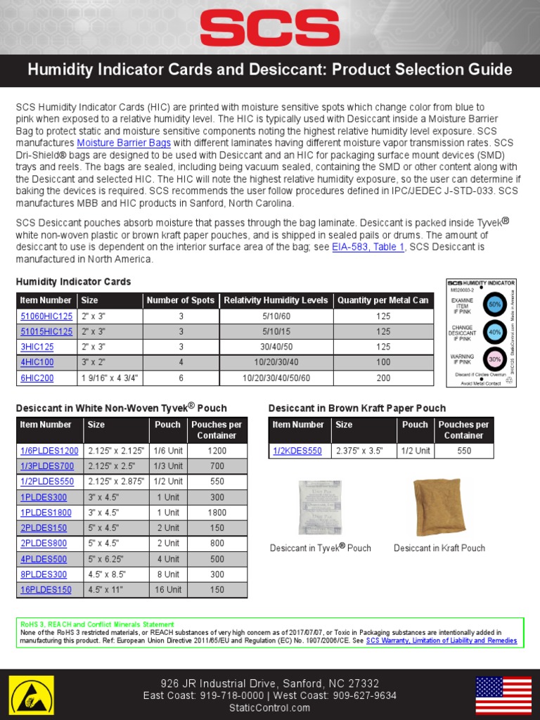 HIC Desiccant Product Selection Guide | PDF | Production And Manufacturing | Materials