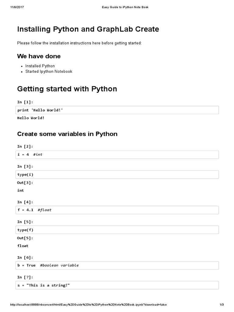 Learn Python and IPython Note Book in A Day! | PDF | Python (Programming Language) | Notation