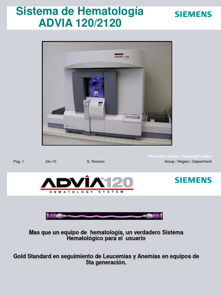 Principios Operativos Analizador Hematológico Siemens Advia 120-2120 ...