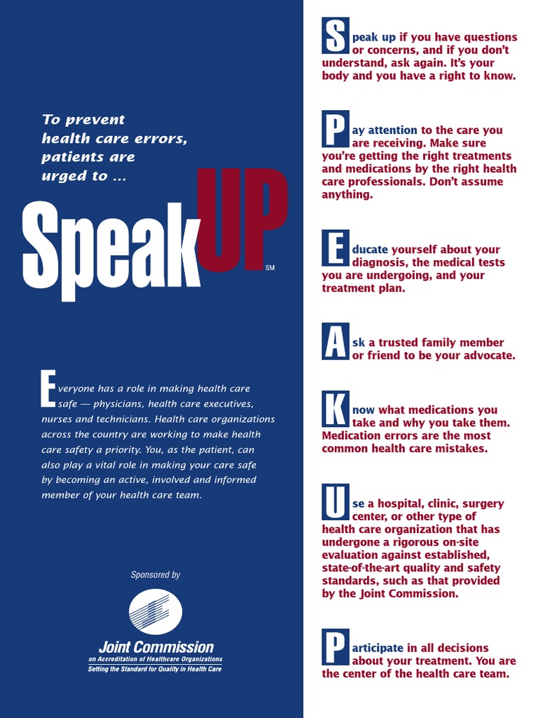 SpeakUp Poster | PDF | Medical Error | Patient