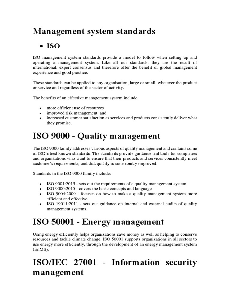Management System Standards | PDF | Iso 9000 | Quality Management