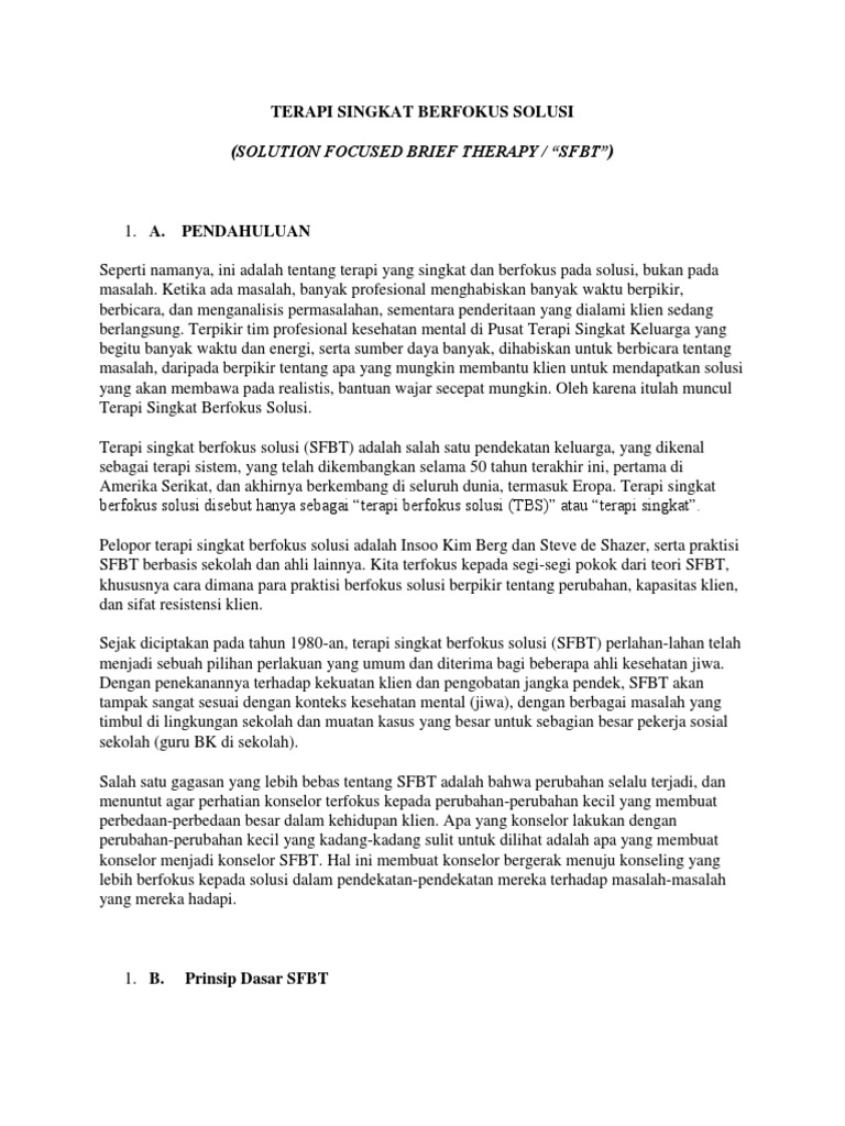 Terapi Singkat Berfokus Solusi | PDF