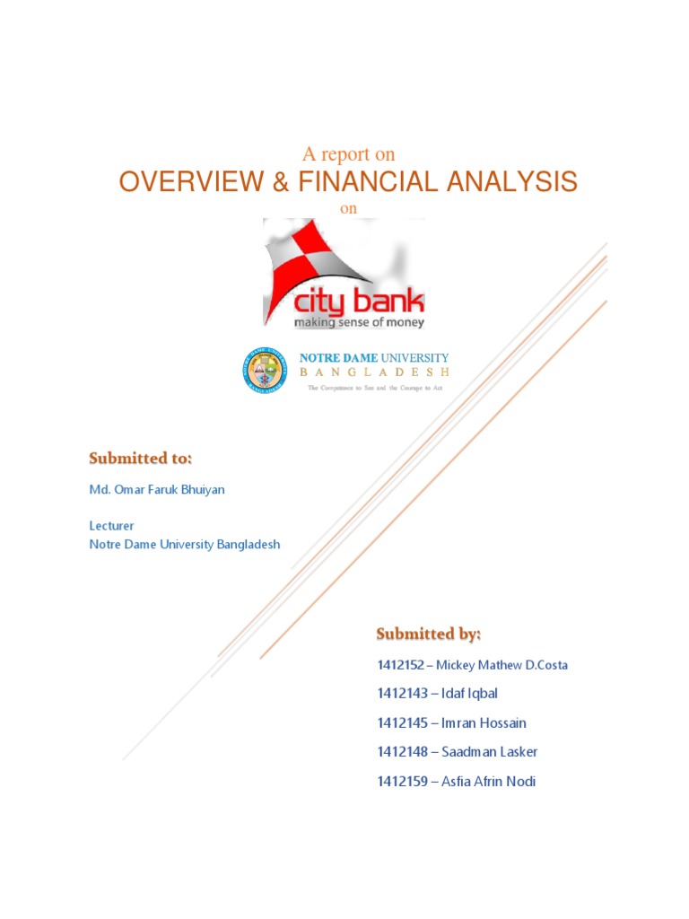 Overview & Financial Analysis On City Bank | PDF | Leverage (Finance ...