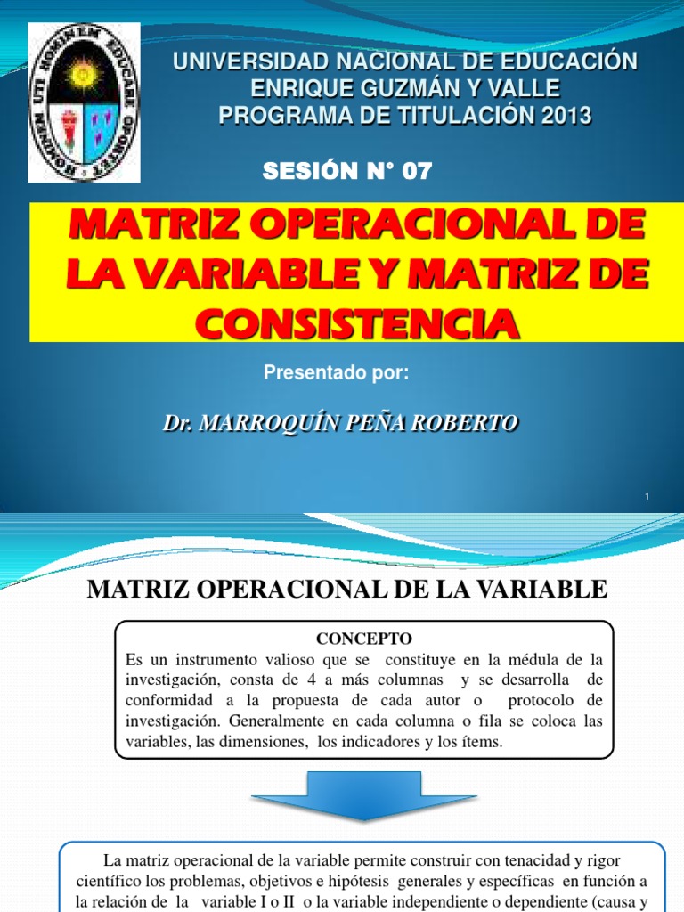 Sesion-7-Matriz Operacional de La Variable y Matriz de Consistencia PDF ...