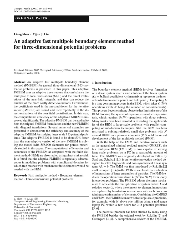 2007-An Adaptive Fast Multipole Boundary Element Method Tor Three-Dimensional Potentialproblems ...