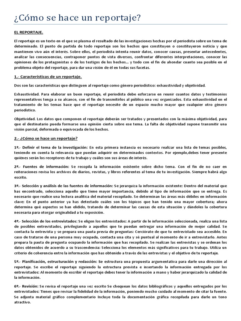 Cómo Se Hace Un Reportaje | PDF | Información | Science