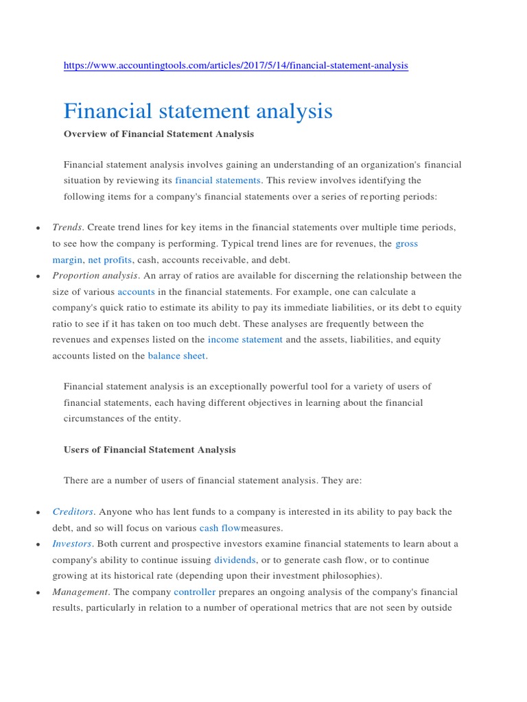 Financial Statement Analysis Guide | PDF | Financial Statement Analysis ...