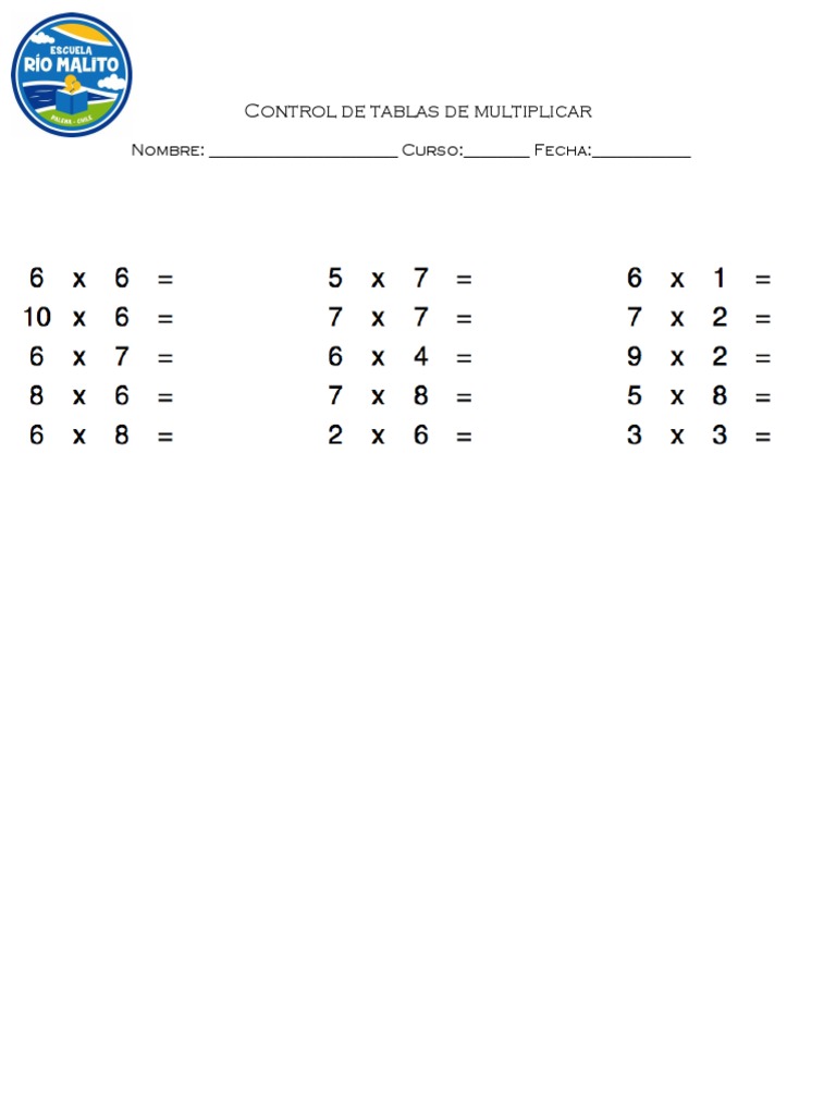 Control de Tablas de Multiplicar | PDF